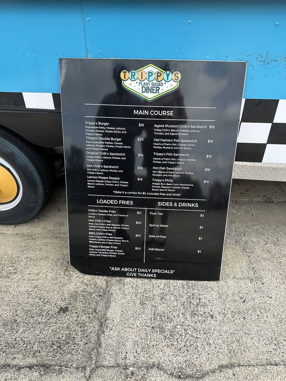 Menu at Trippy's Plant Based Diner restaurant, Nashville