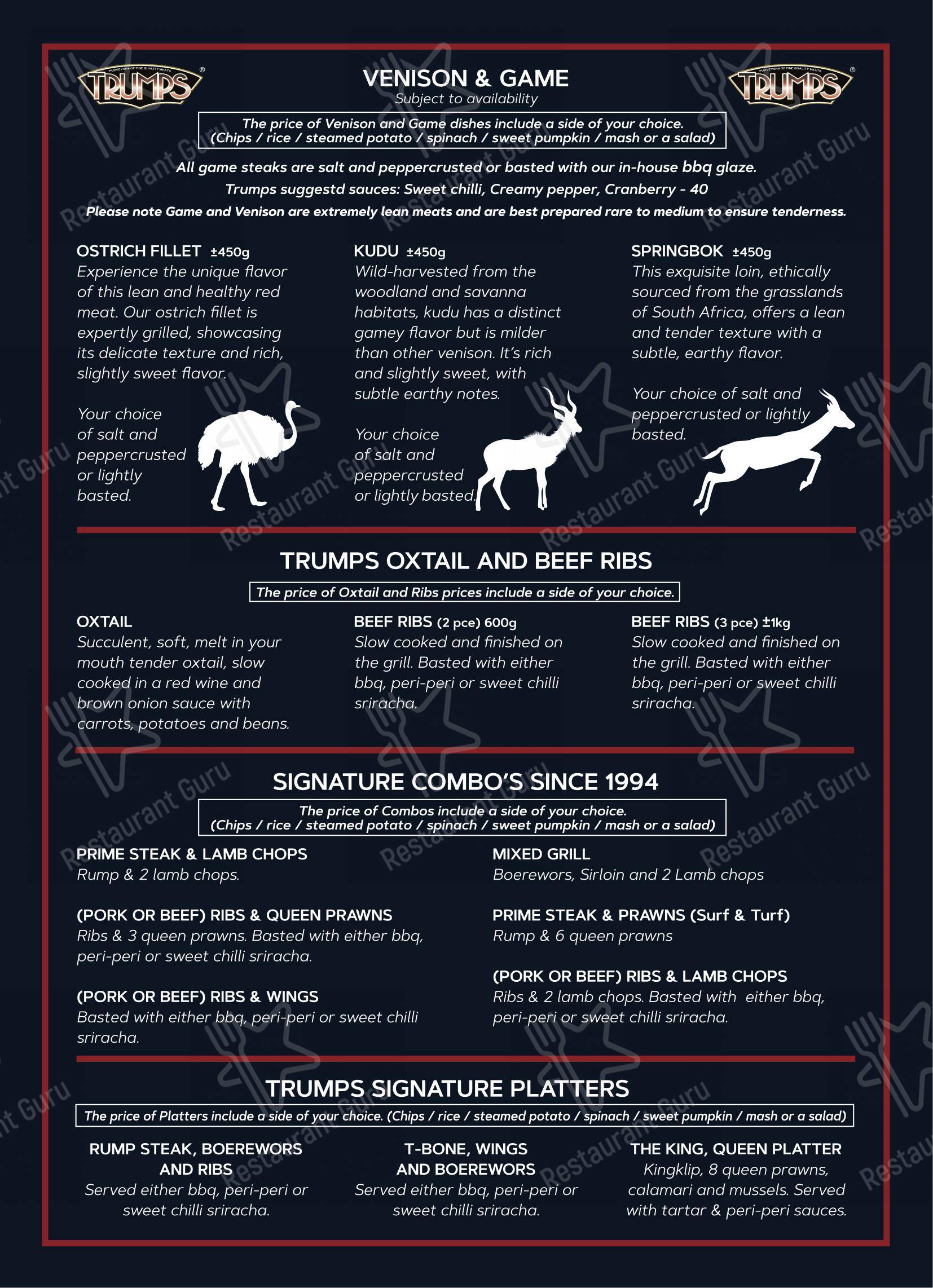 Menu at Trumps Grillhouse and Butchery pub & bar, Sandton