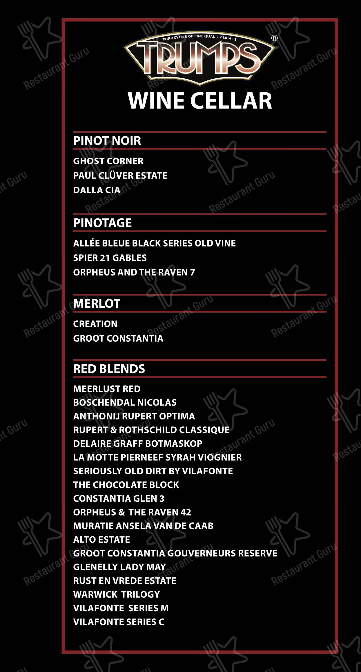 Menu at Trumps Grillhouse and Butchery pub & bar, Sandton