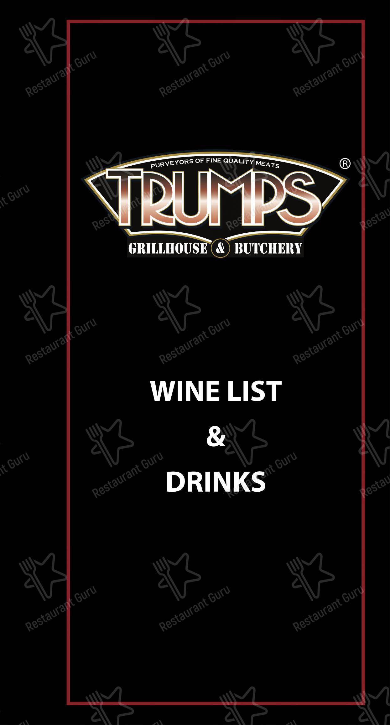 Menu at Trumps Grillhouse and Butchery pub & bar, Sandton