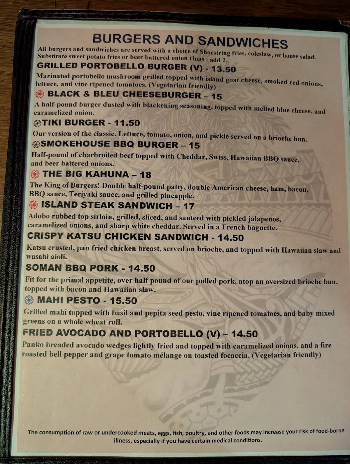 Menu at Kon Tiki Restaurant & Lounge, Tucson