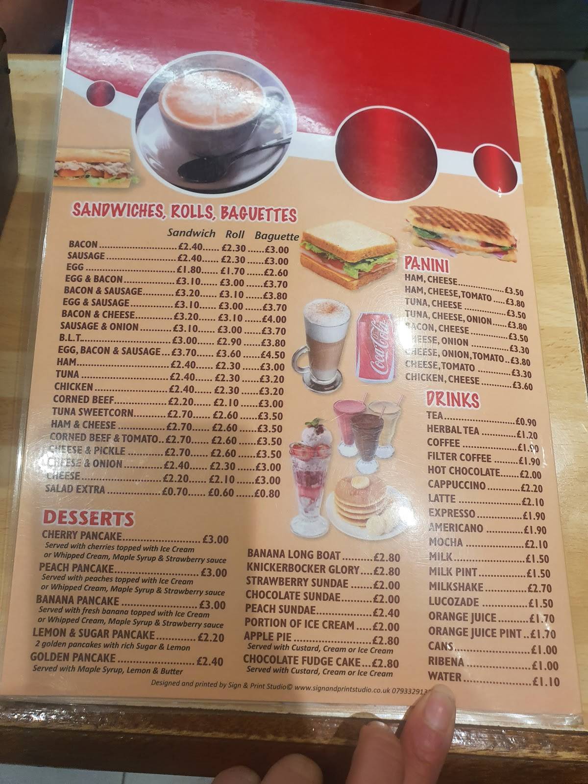 Menu at Tudor Cafe, Watford, Bushey Mill La