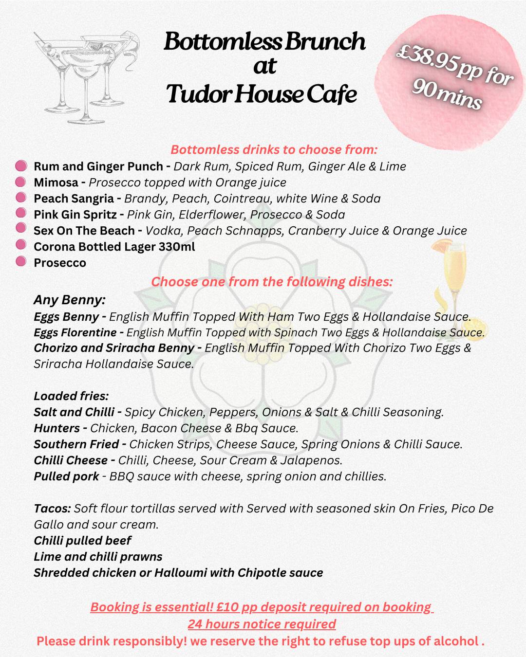 Menu at Tudor house cafe, Tamworth