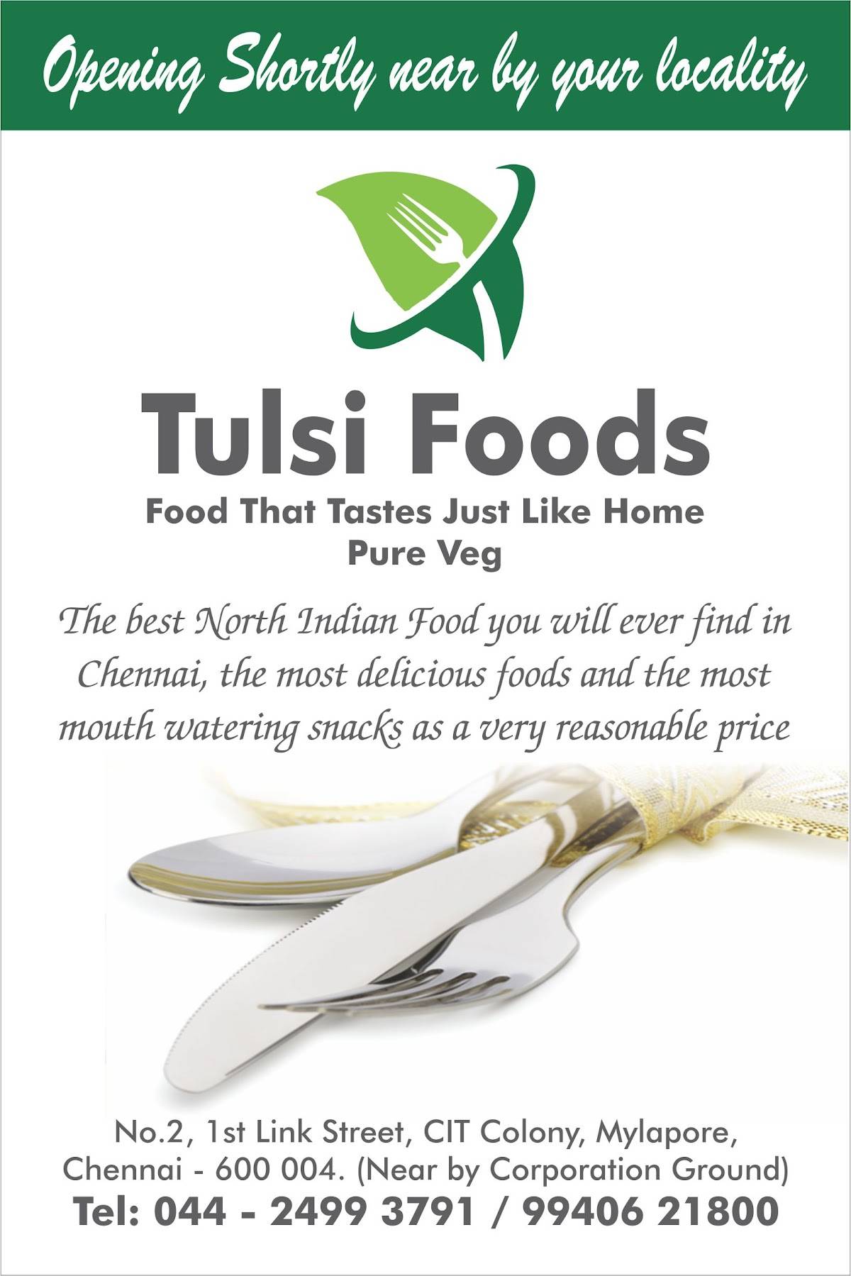Menu at Tulsi Foods, Chennai, 2