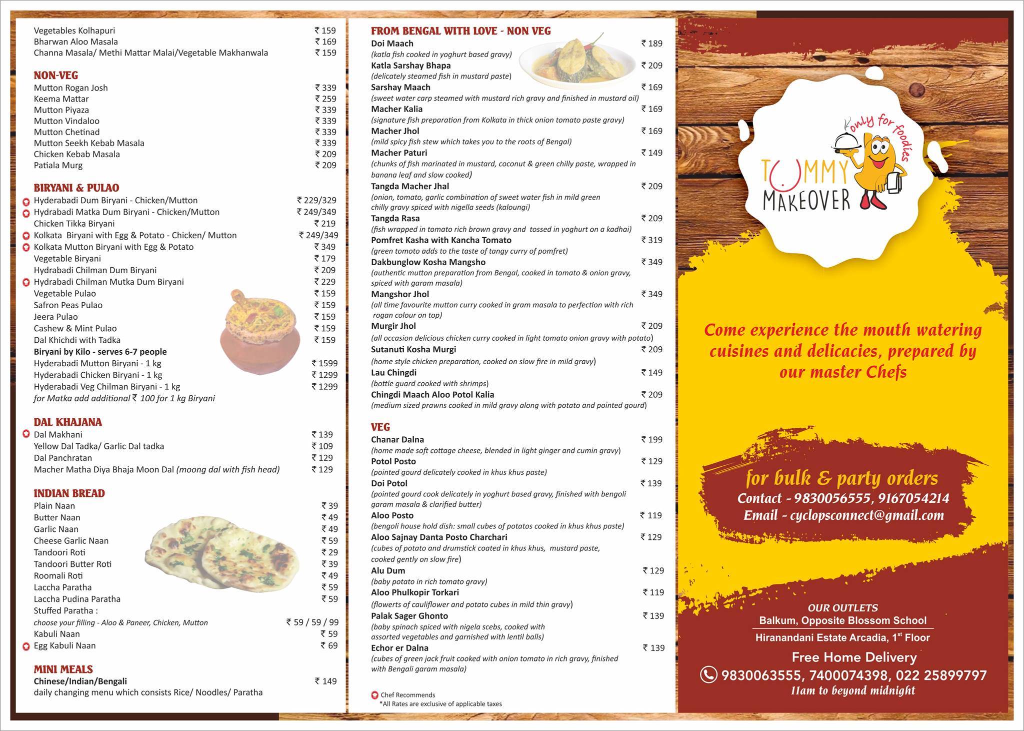Menu at Tummy Makeover, Thane, Palacia