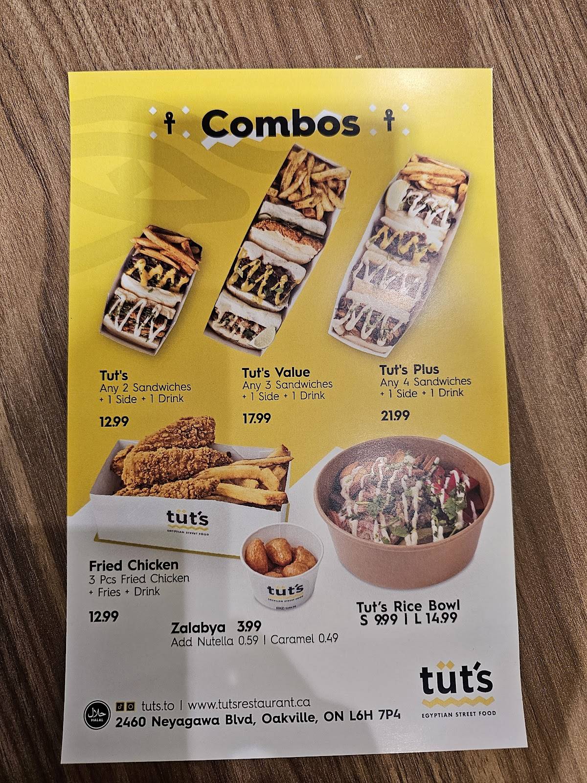 Carta del restaurante Tut's Egyptian Street Food, Oakville