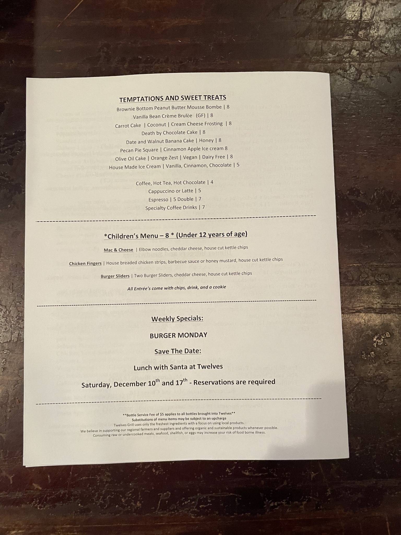 Menu at Twelves Grill & Cafe, West Grove