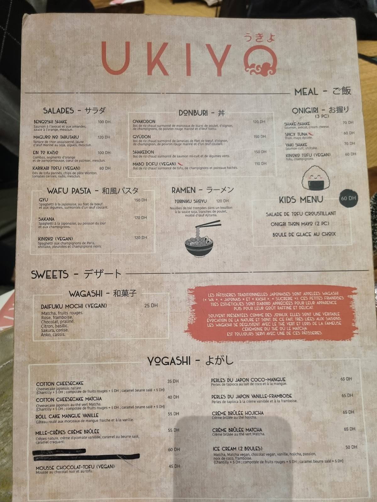 Speisekarte von Ukiyo cafe, Casablanca