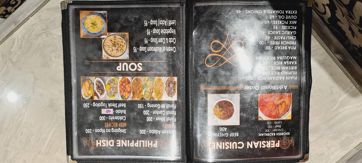 Menu at Uncle Karim restaurant, Manila