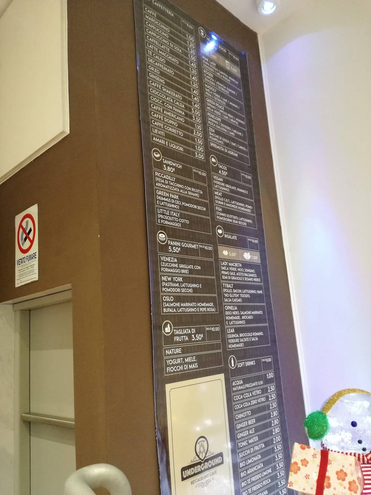 Menu da Underground Restaurant Cafè, Roma