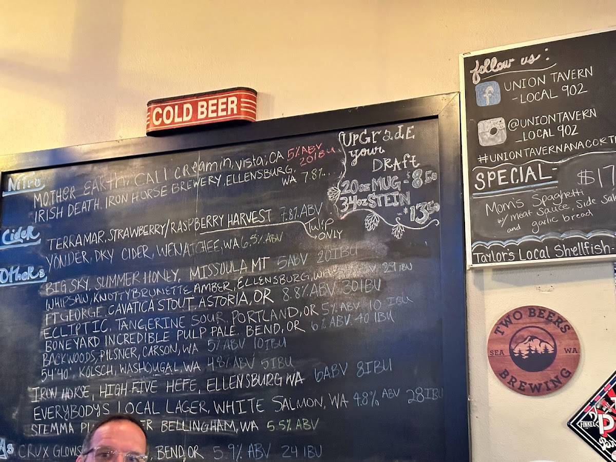 Menu at Union Tavern - Local 902 pub & bar, Anacortes