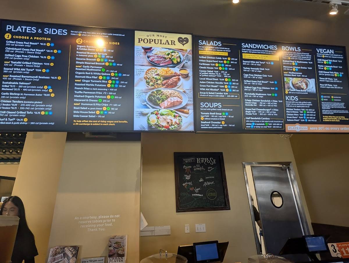 Menu at Urban Plates restaurant, Pasadena