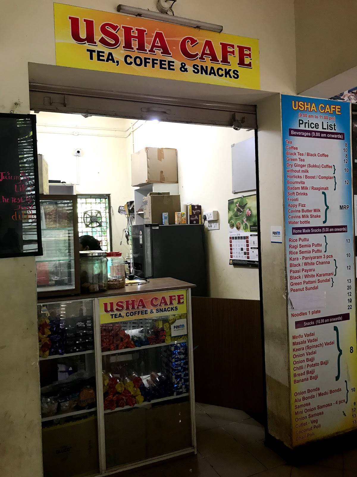 Menu at Usha Cafe, Chennai
