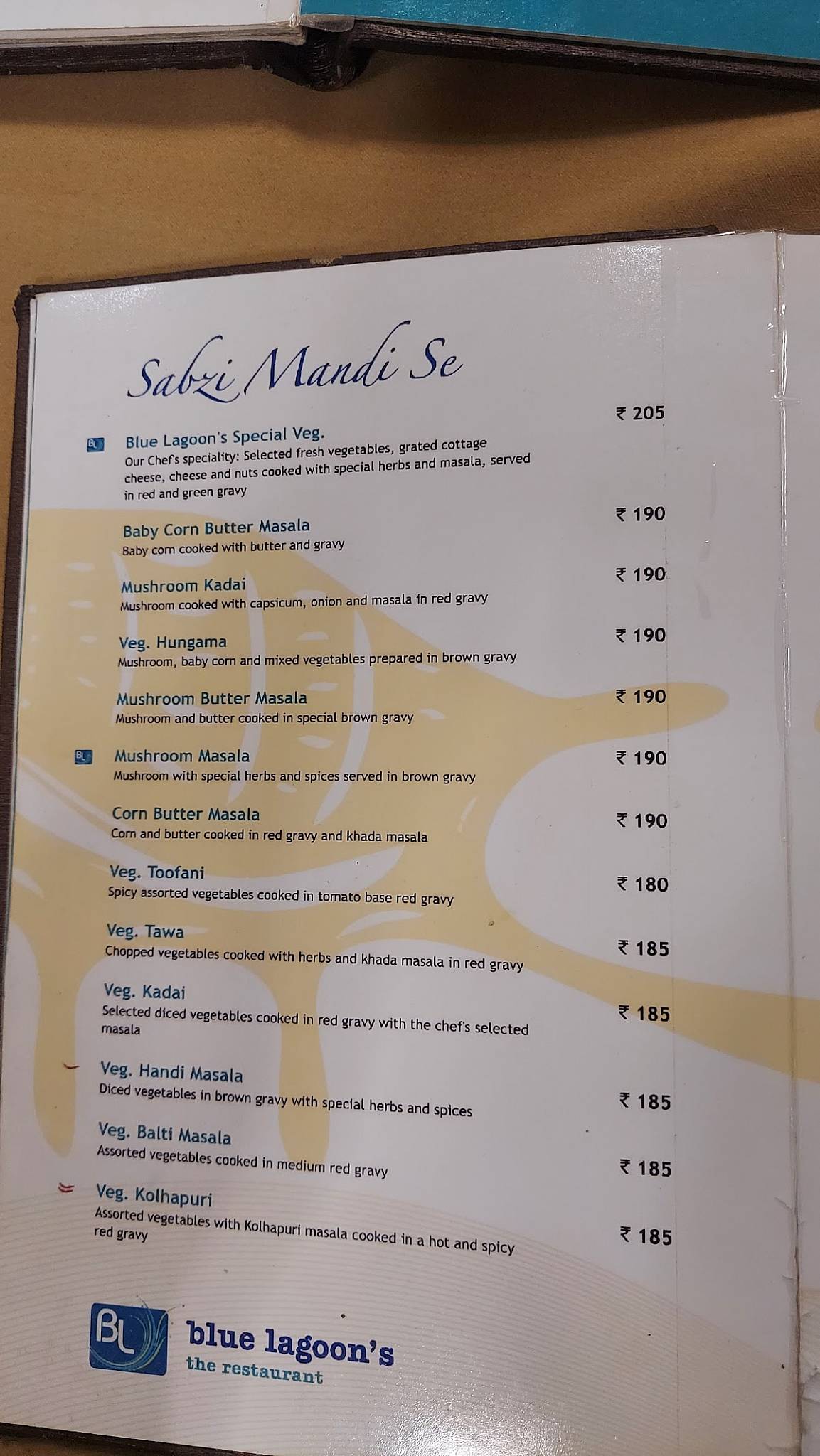 Menu at Blue Lagoon's Restaurant, Vadodara, 75M7+7VJ