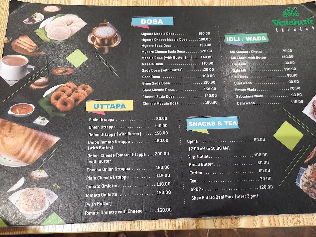 Menu at Vaishali Express, Pune