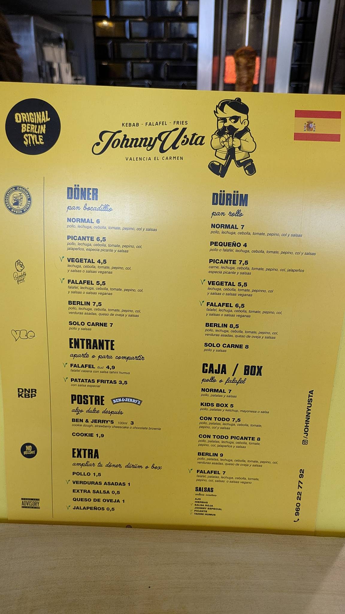 Carta de Johnny Usta - Original Berlin Style Döner Kebab (el Carmen ...