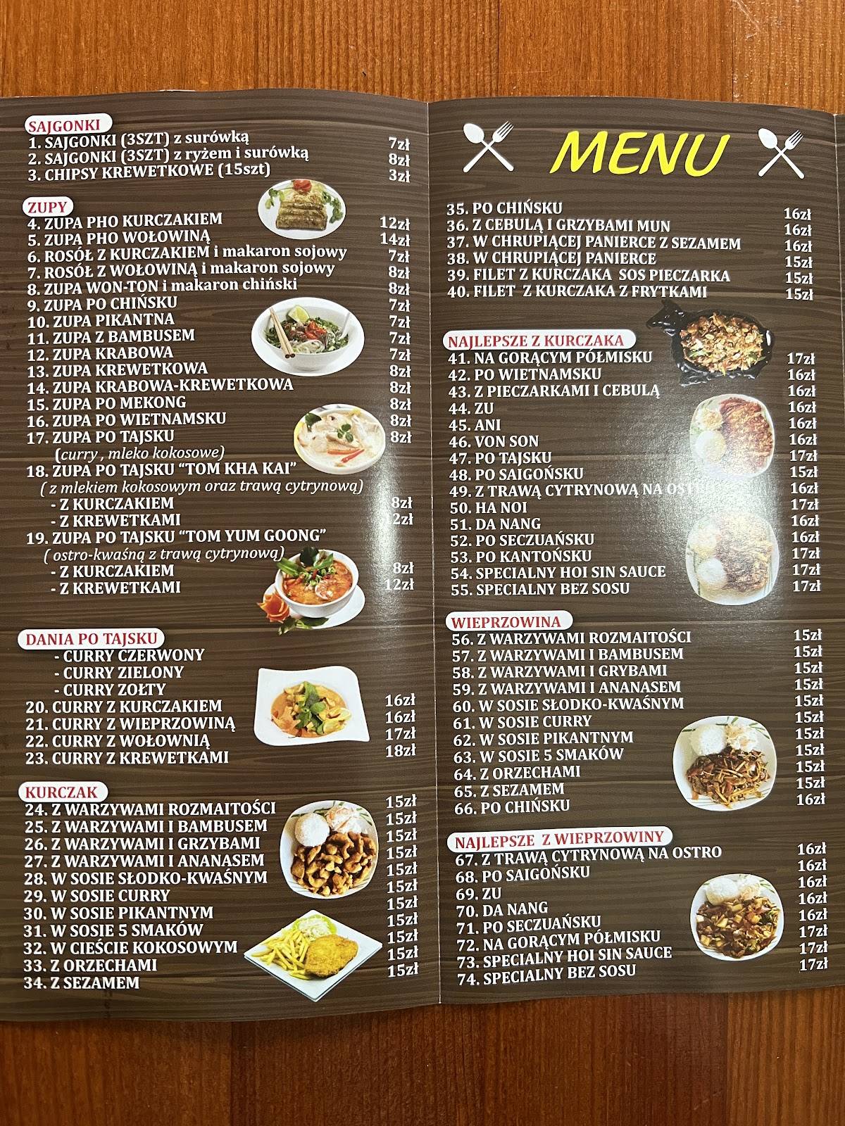 Menu at Van Son restaurant, Piaseczno, Raszyńska 4