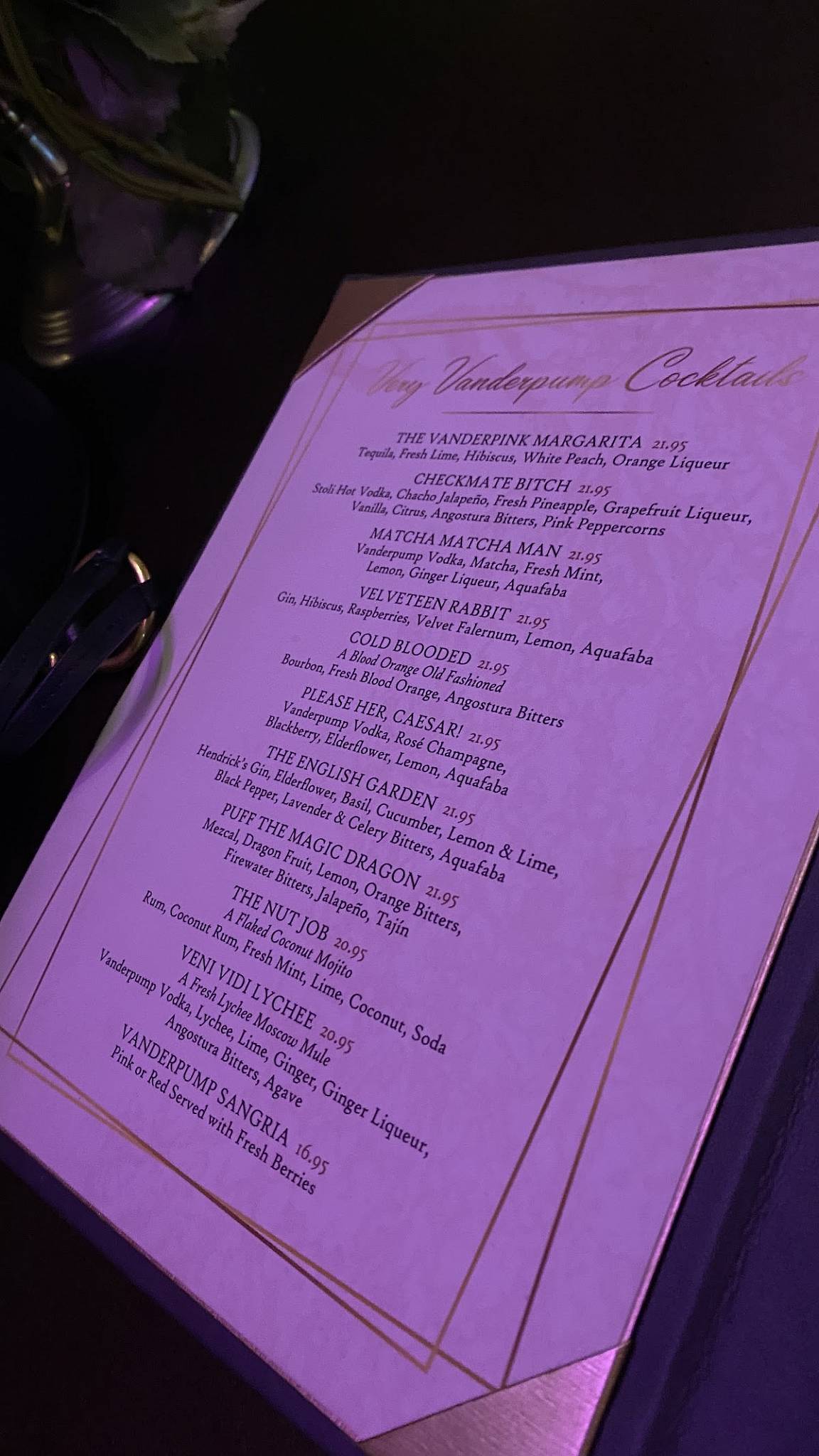 Menu at Vanderpump Cocktail Garden pub & bar, Las Vegas