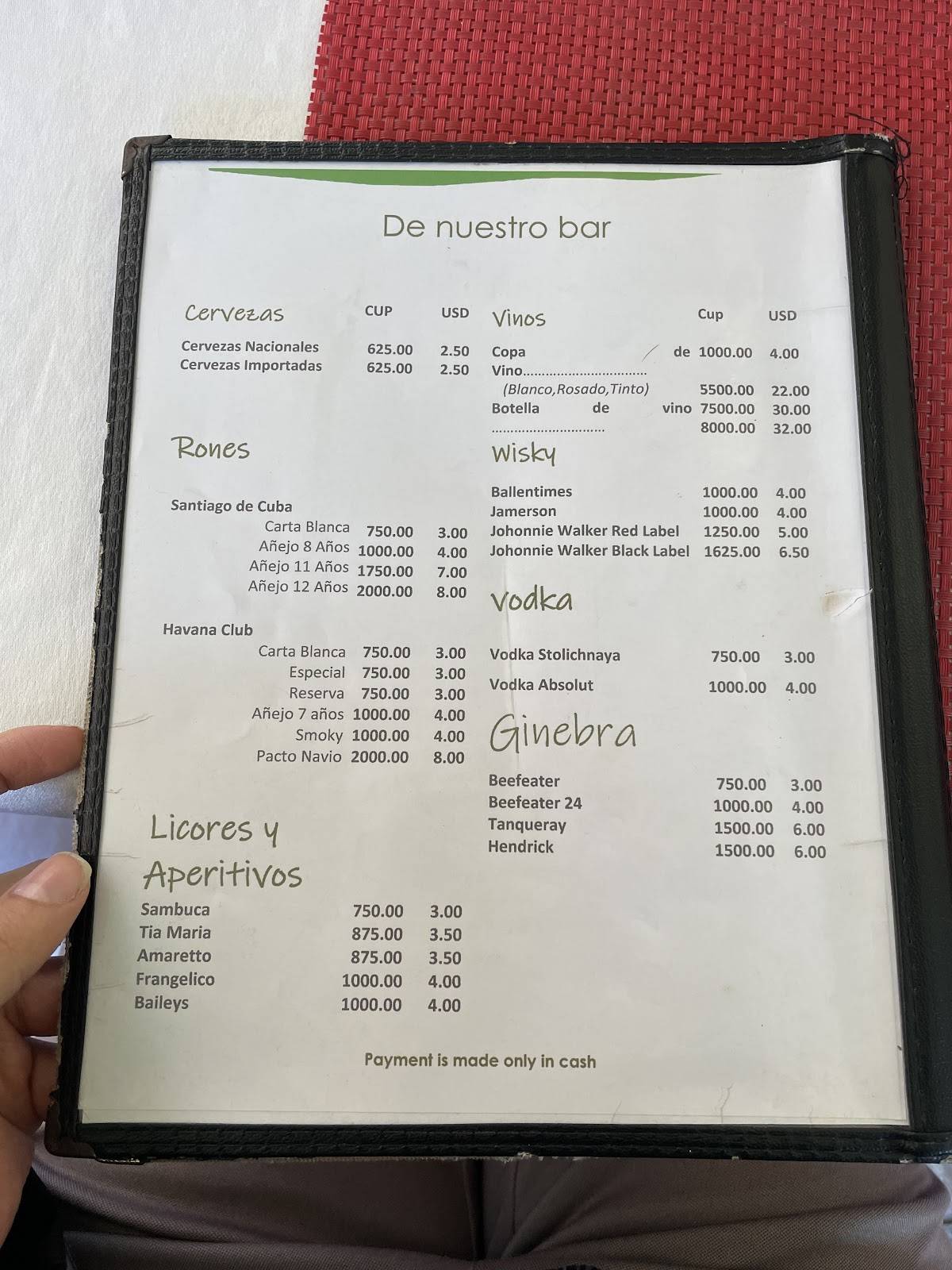 Menu at Don Alex restaurant, Varadero, Calle 31 N° 106 e/1ra y 3ra Ave