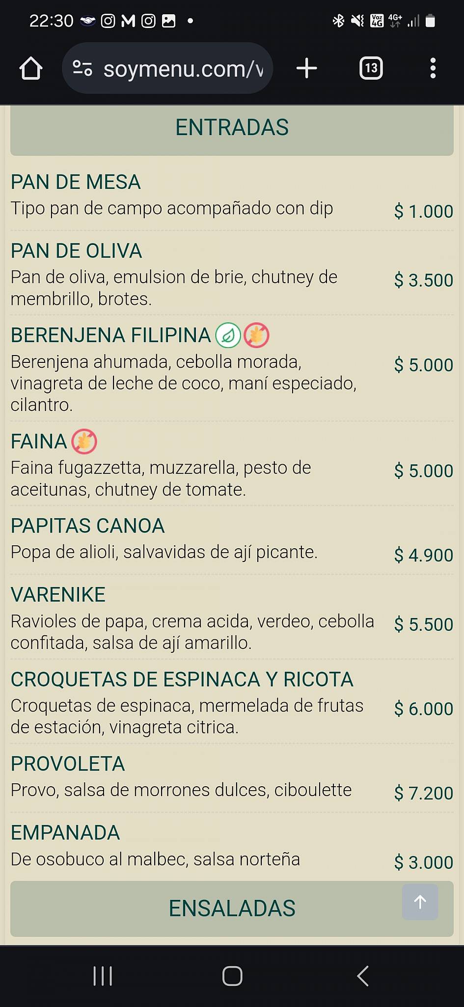 Carta de Vecino "cocina de barrio", Olivos