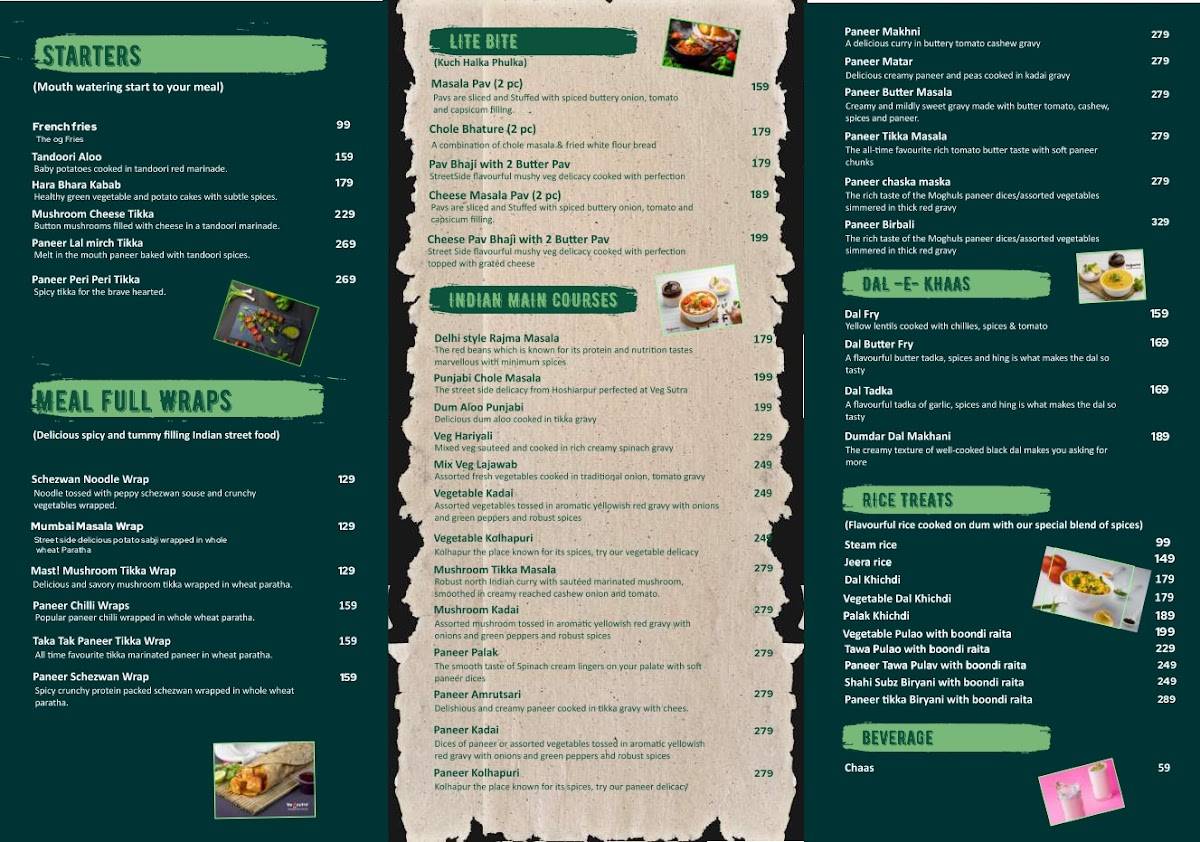 Menu at Veg Sutra Kothrud, Pune