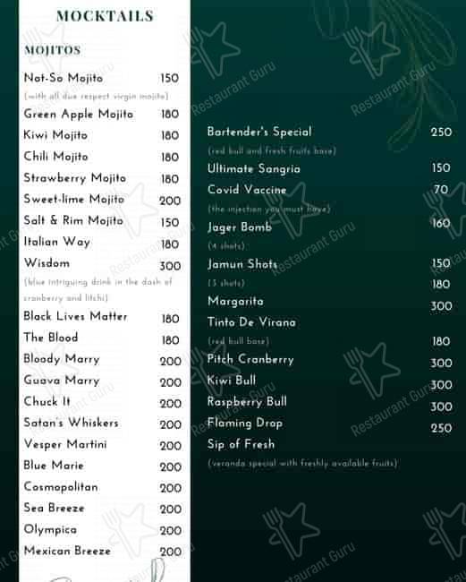 Menu at Veranda Rooftop Restro Cafe, Ahmedabad