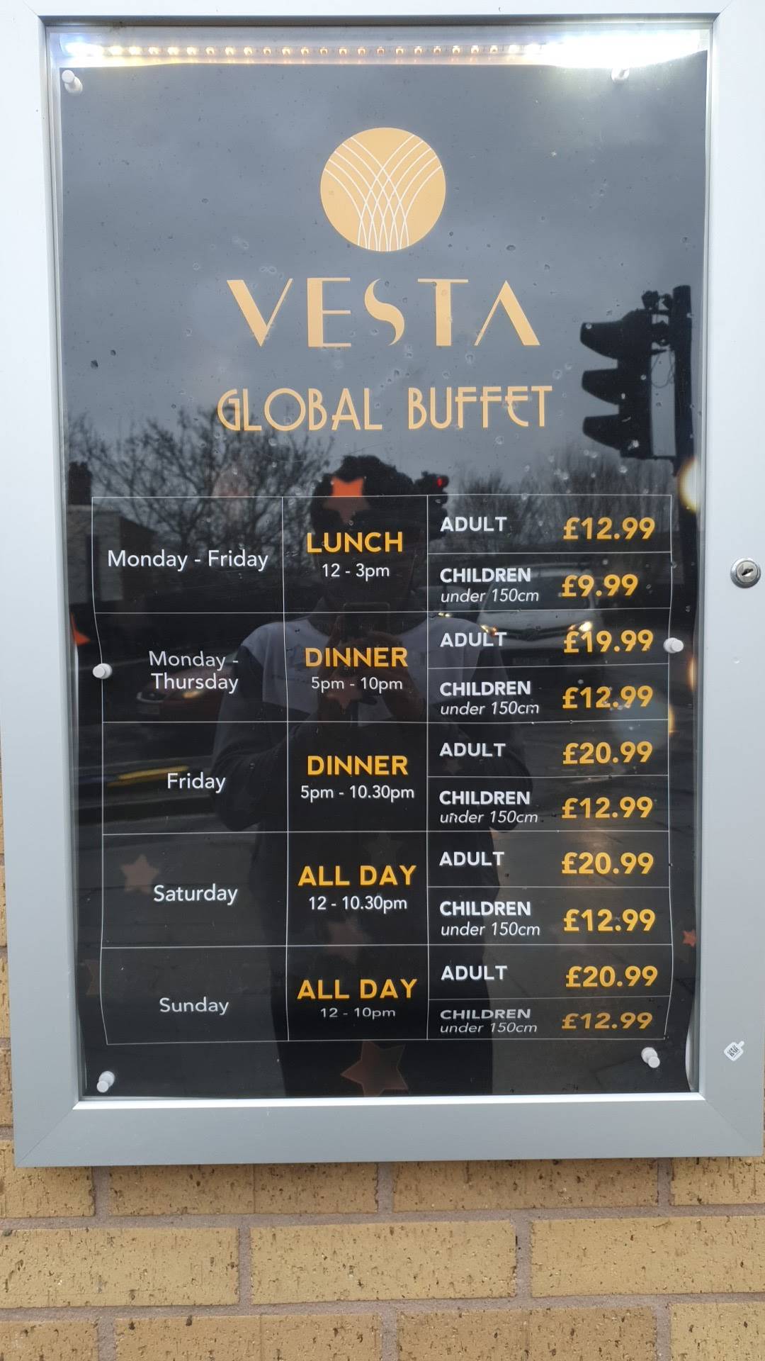 Menu at Vesta Global Buffet restaurant, Lincoln