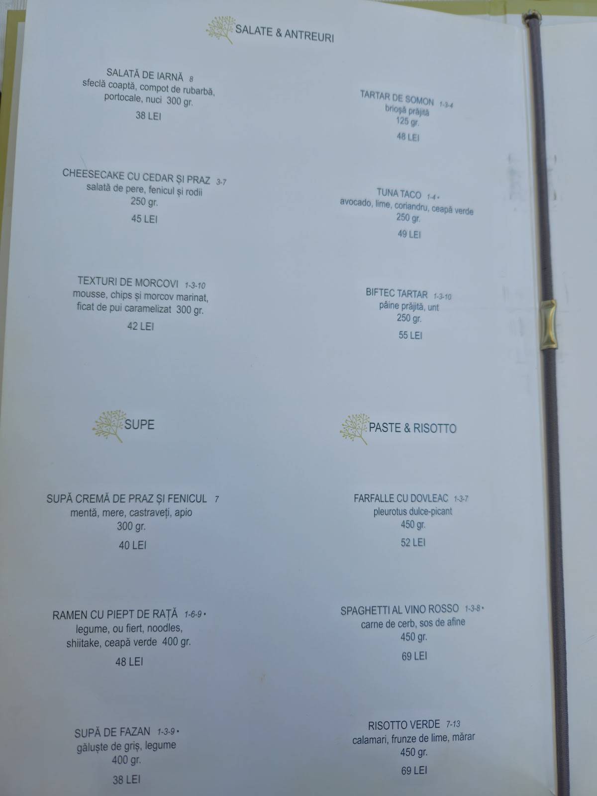 Menu at Via Restaurant, Cluj-Napoca