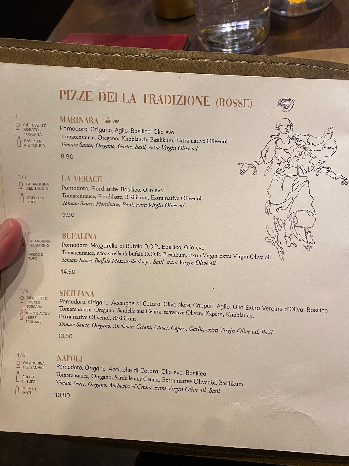 Menu at Via Toledo Enopizzeria, Vienna