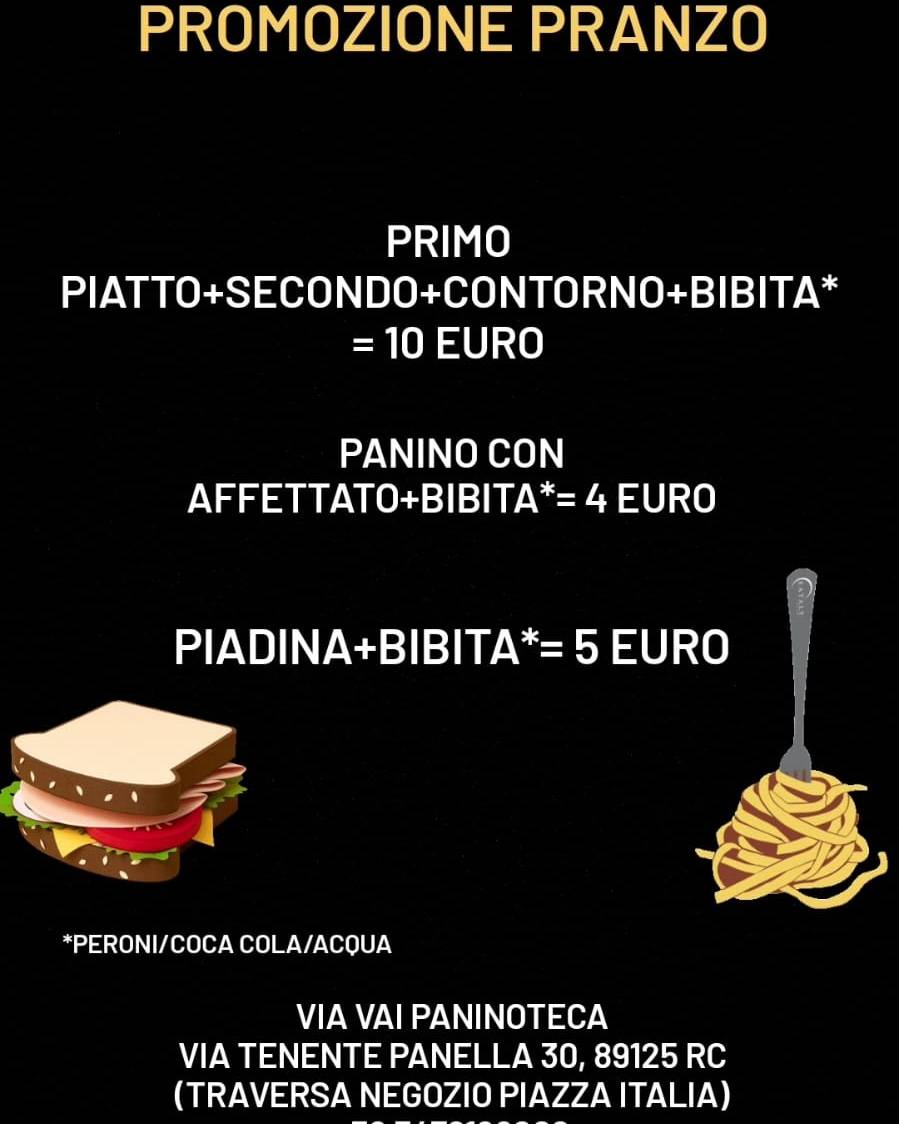 Menu da Via vai paninoteca Reggio Calabria, Reggio Calabria