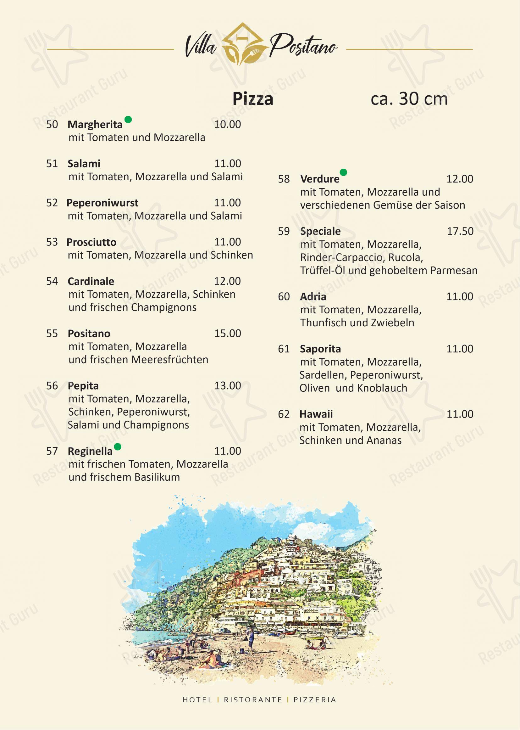 Speisekarte von Villa Positano restaurant, Riedstadt