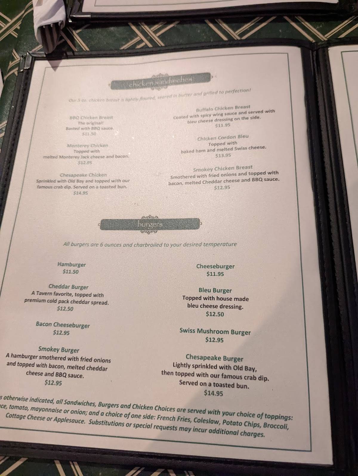 Menu at Village Tavern pub & bar, Walkersville