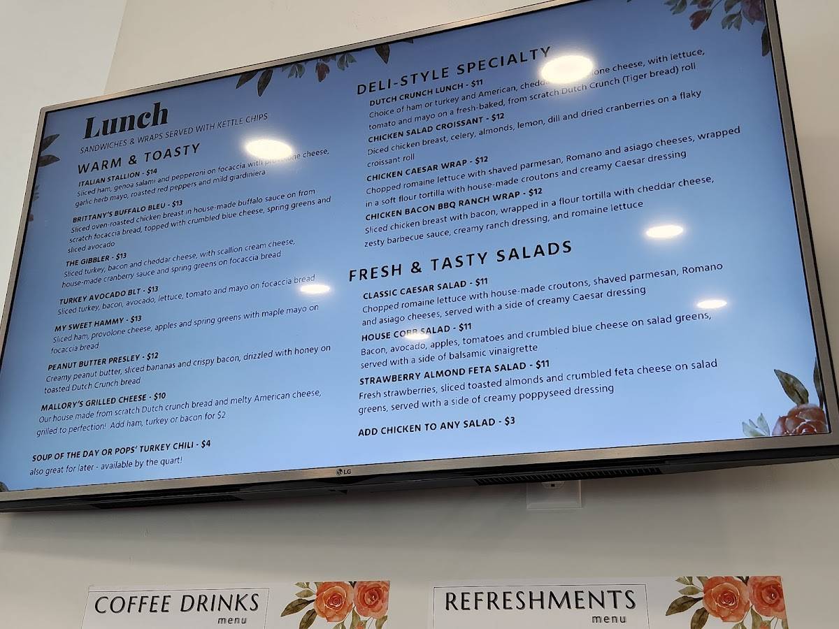 Menu at Vintage Rose Bakery & Sandwich Shop, De Pere