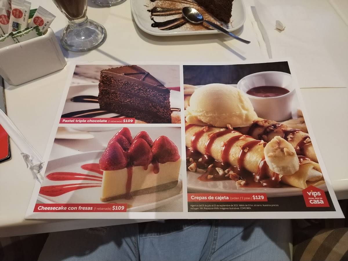 Carta del restaurante Vips Las Antenas, Mexico