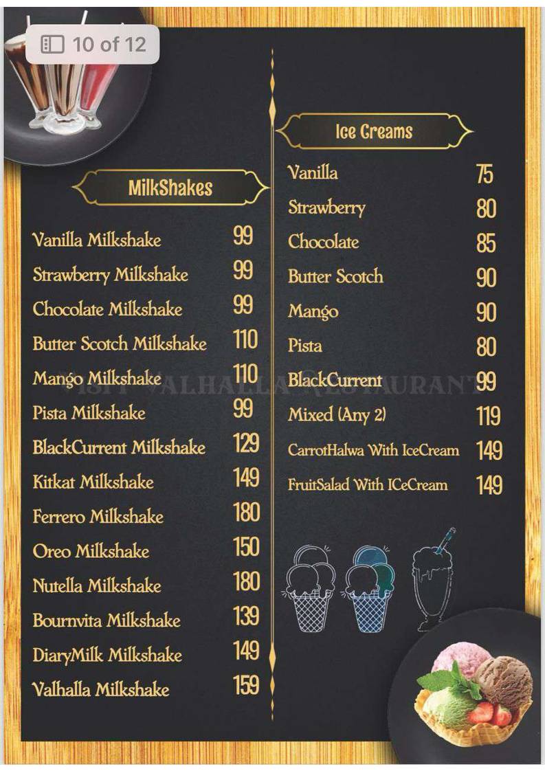 Menu at Visit VALHALLA RESTAURANT, Maraimalai Nagar