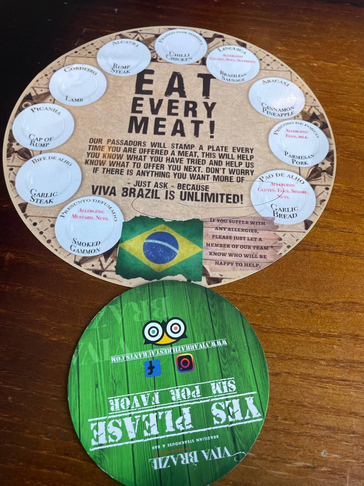 Menu at Viva Brazil Cardiff pub & bar, Cardiff