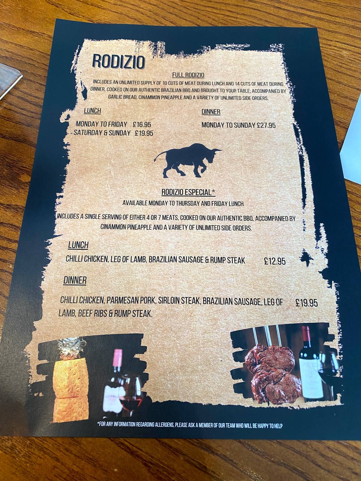 Menu at Viva Brazil Cardiff pub & bar, Cardiff