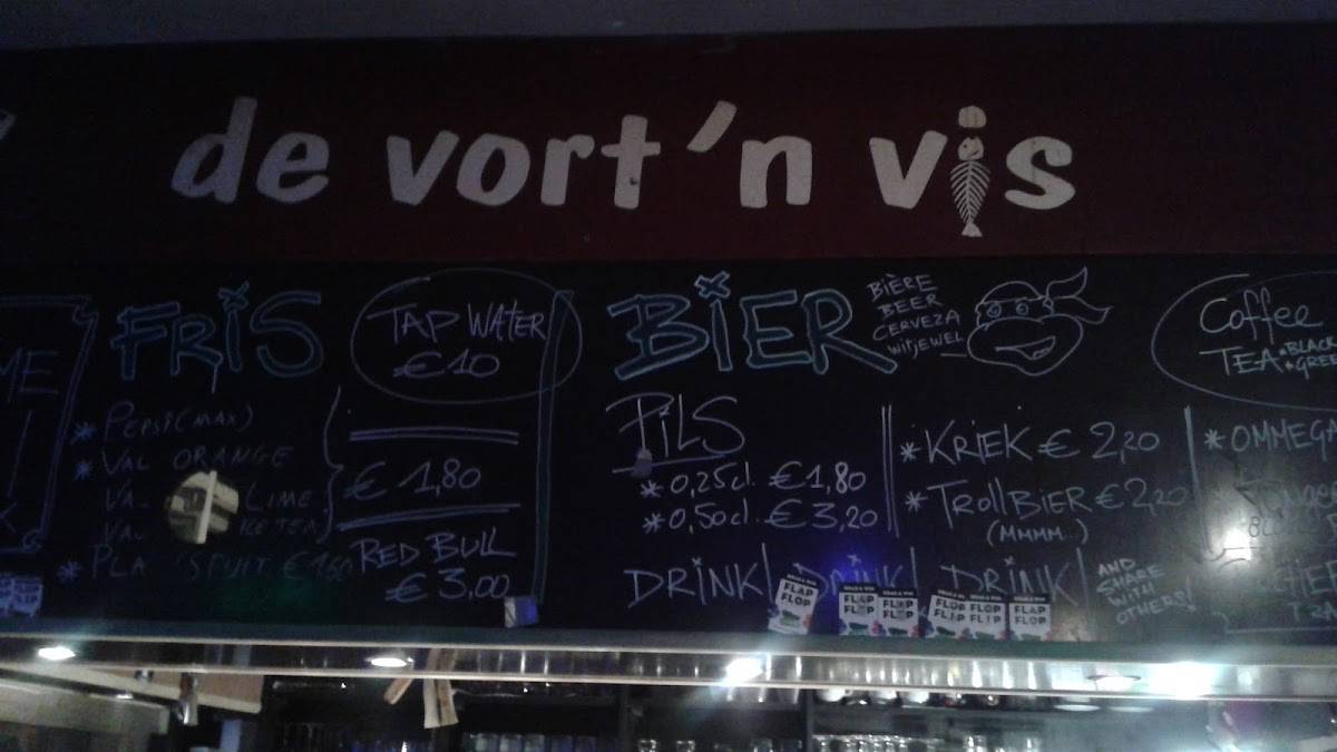 Menu at Vort'n Vis, Ypres