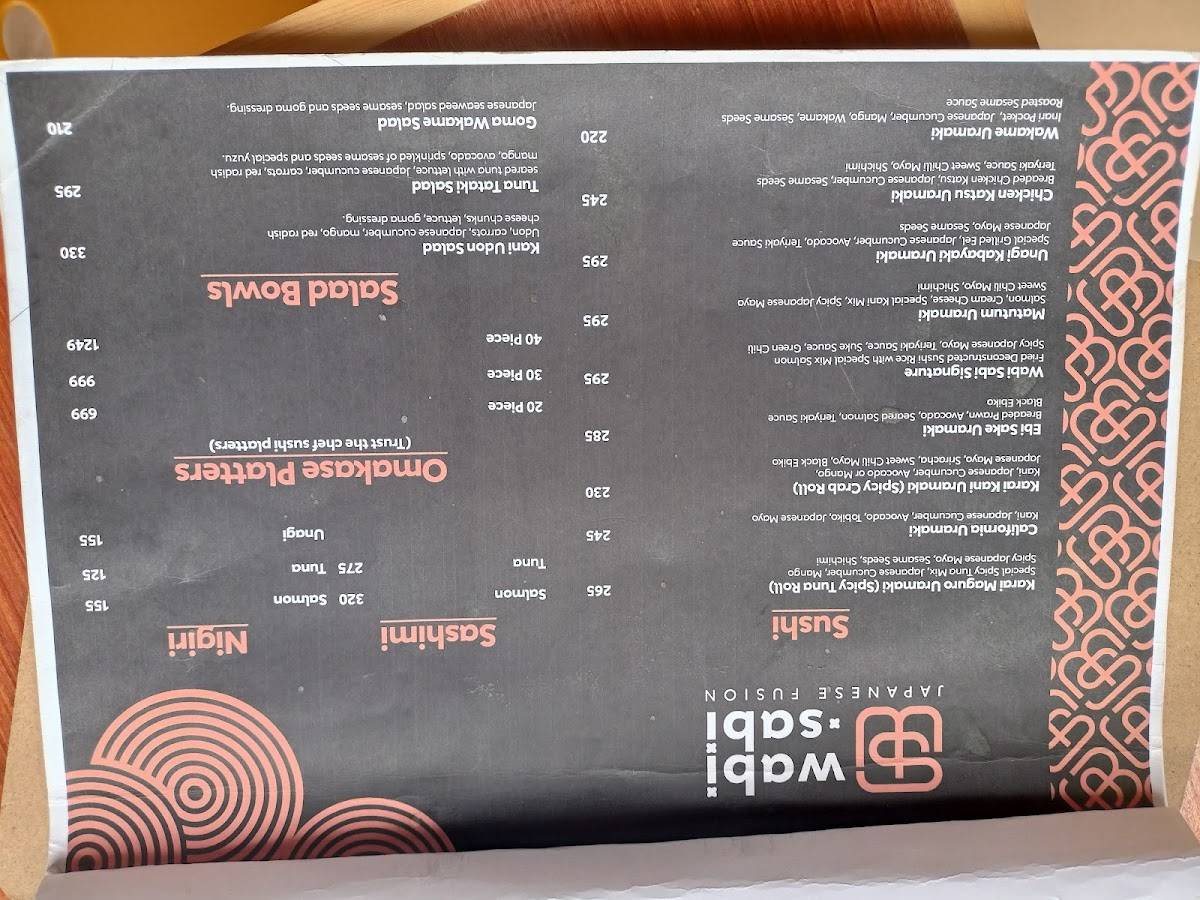 Menu at WABI SABI JAPANESE FUSION restaurant, Koronadal City