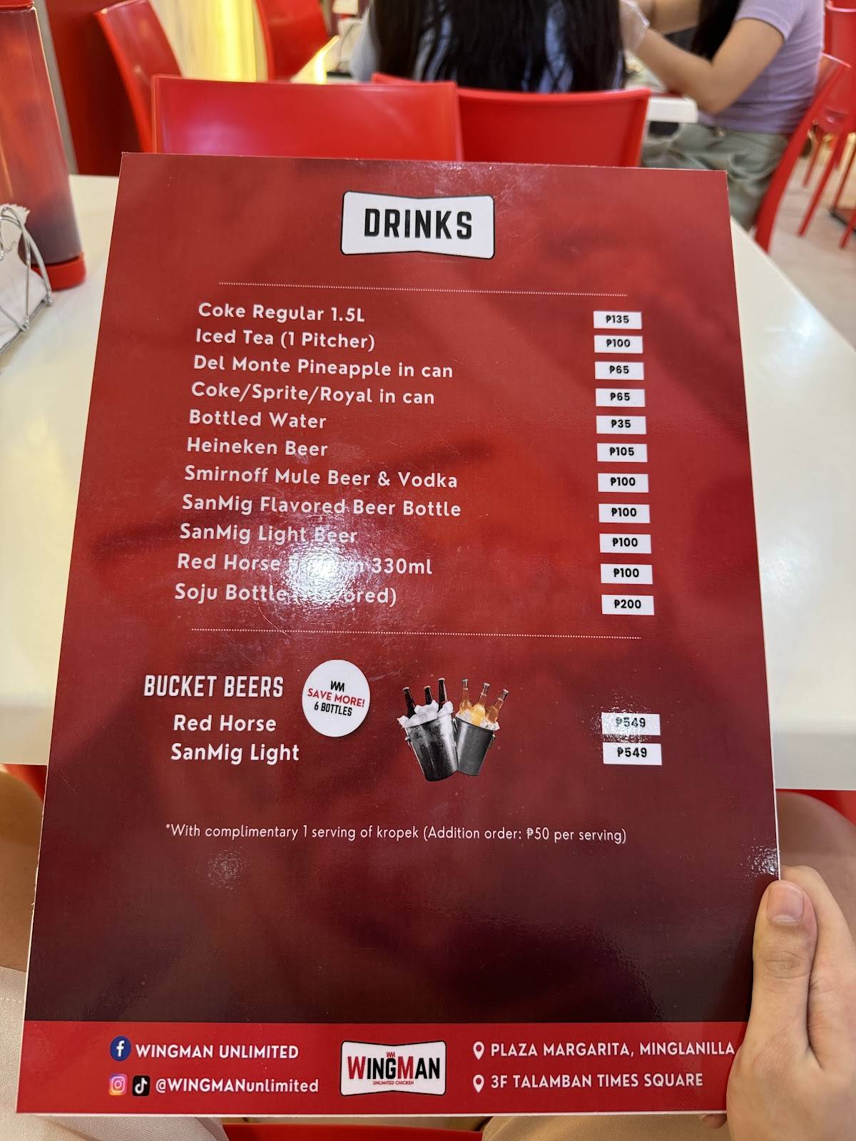 Menu at WINGMAN Unlimited Chicken Wings Talamban restaurant, Cebu City