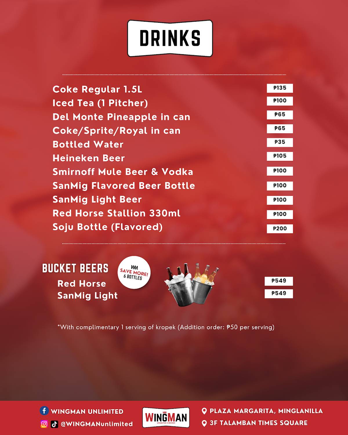 Menu at WINGMAN Unlimited Chicken Wings Talamban restaurant, Cebu City