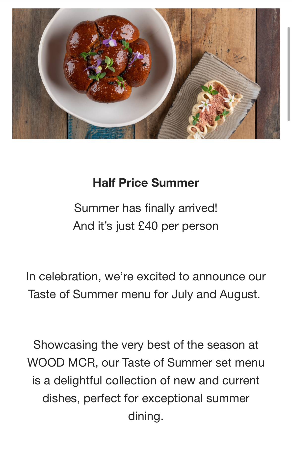Menu at WOOD Manchester by Simon Wood restaurant, Manchester