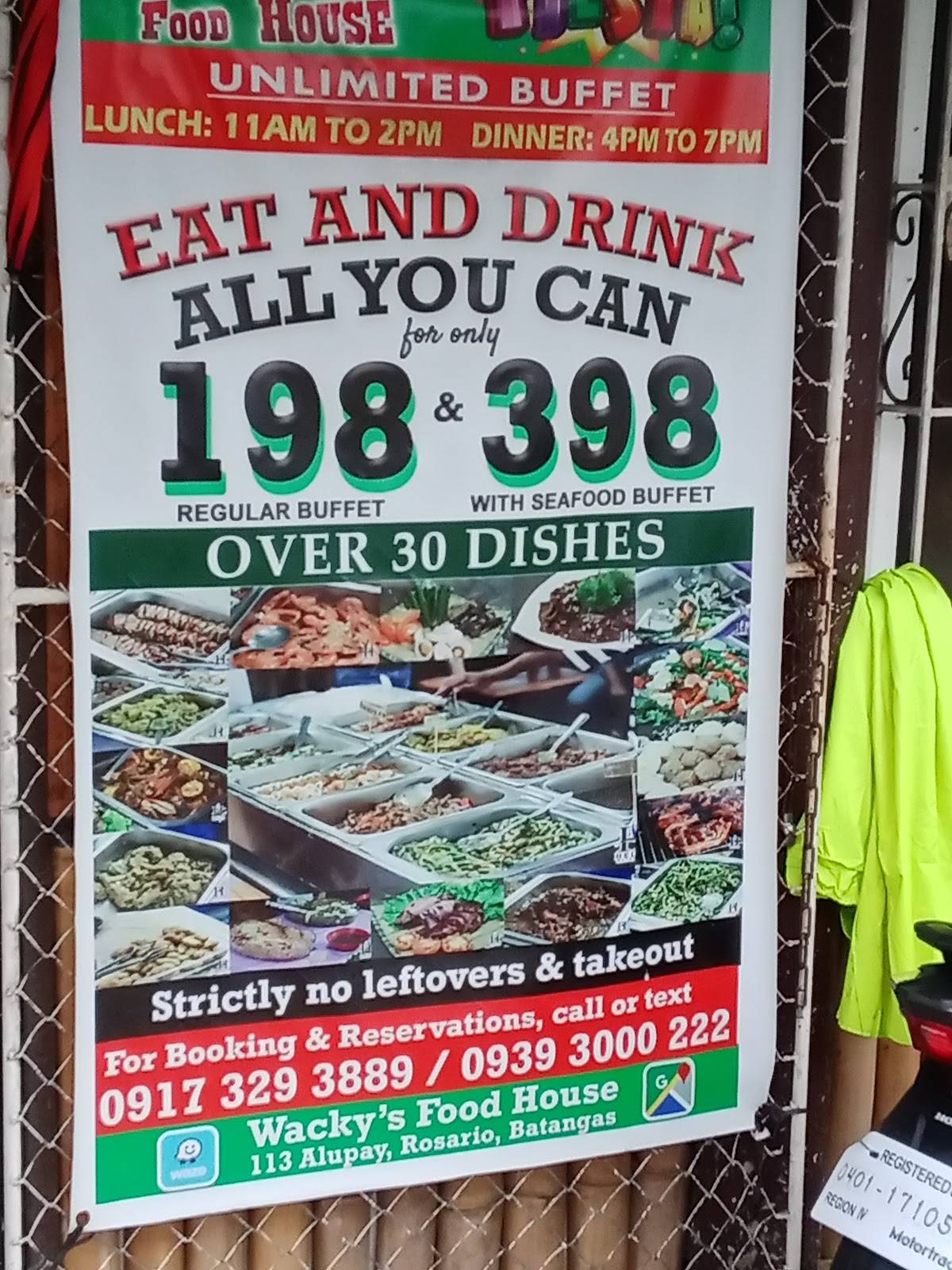 Carta del restaurante Wacky's Food House, Filipinas, R7VR+G46