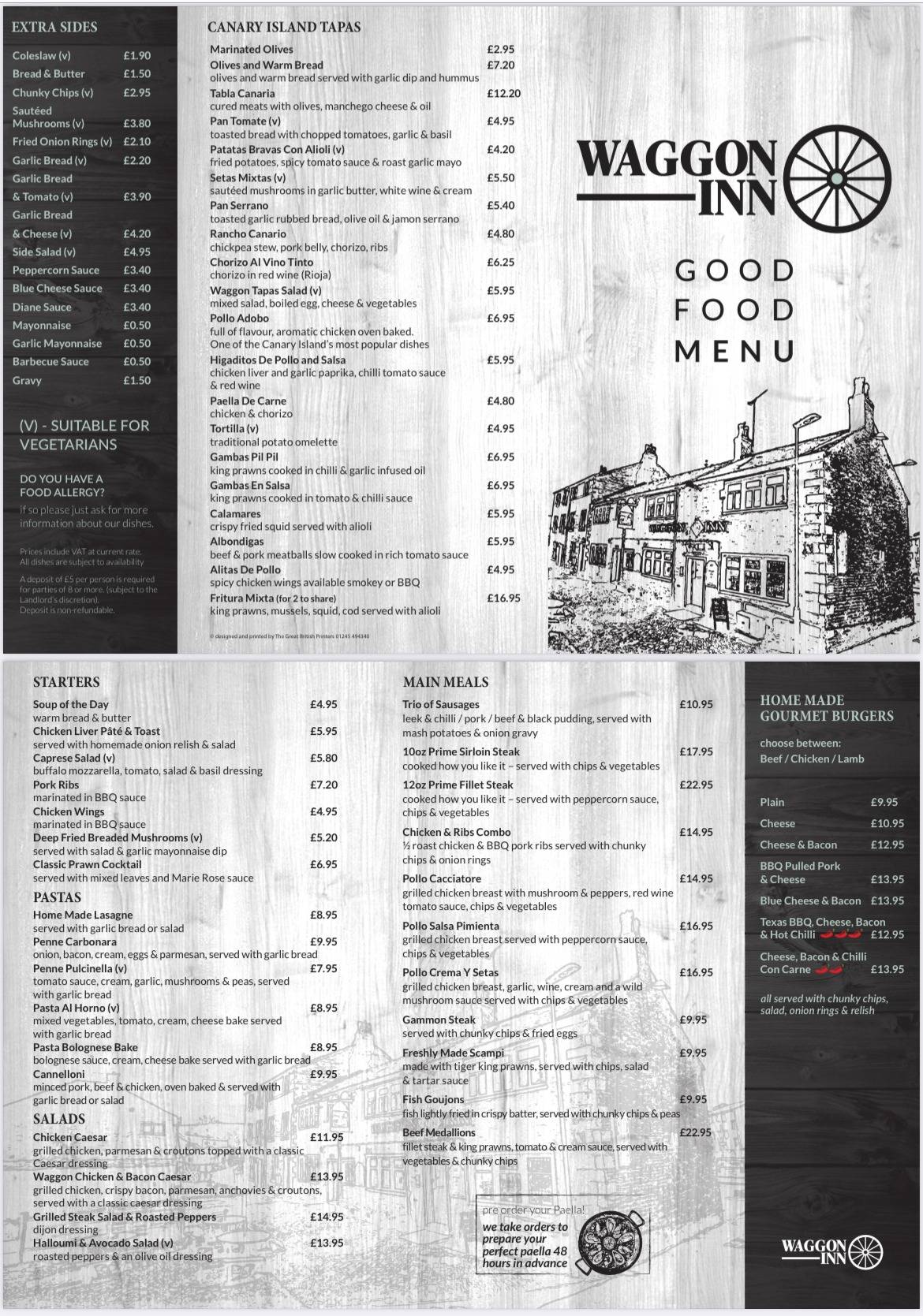 Menu at Waggon Inn pub & bar, Rochdale