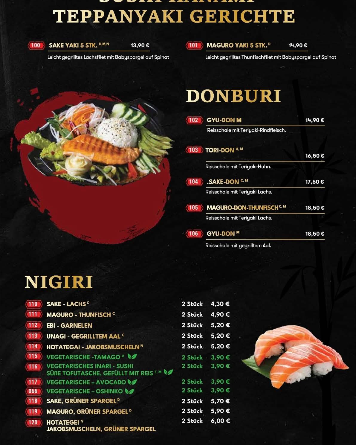Speisekarte von Hanami Sushi & Viet Foods restaurant, Waldkraiburg