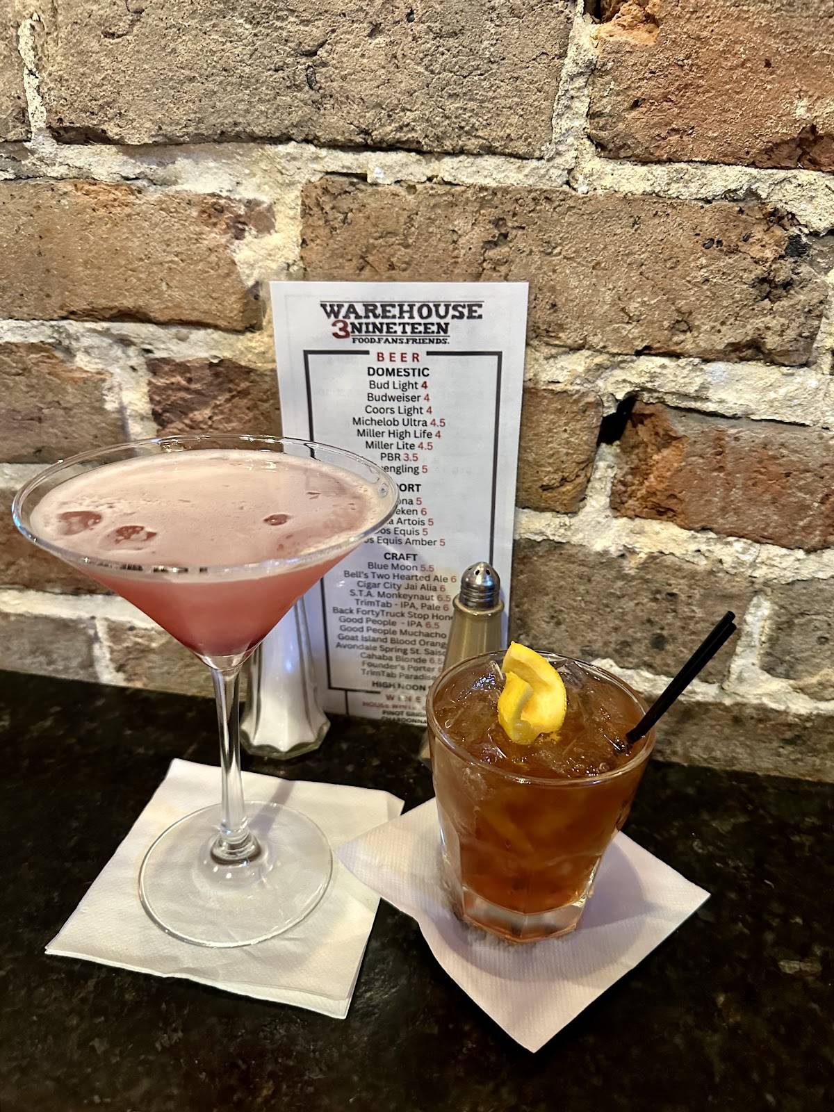 Menu at Warehouse 319 restaurant, Jasper