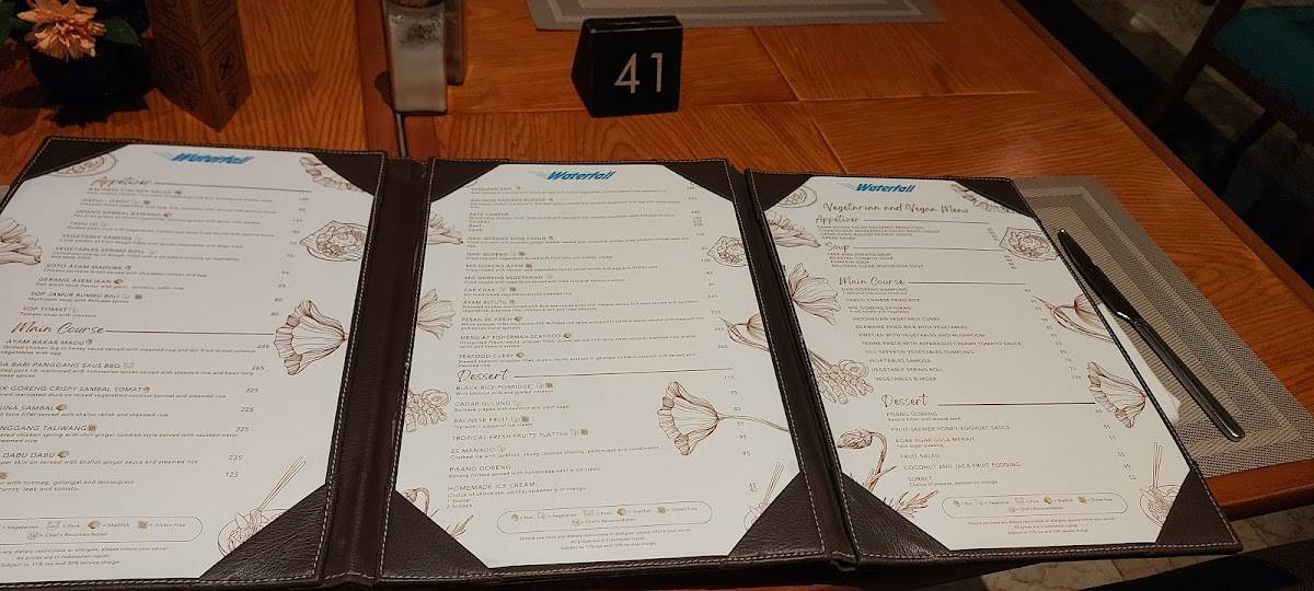 Menu at Waterfall Indonesian & Balinese Restaurant, Kuta Selatan ...