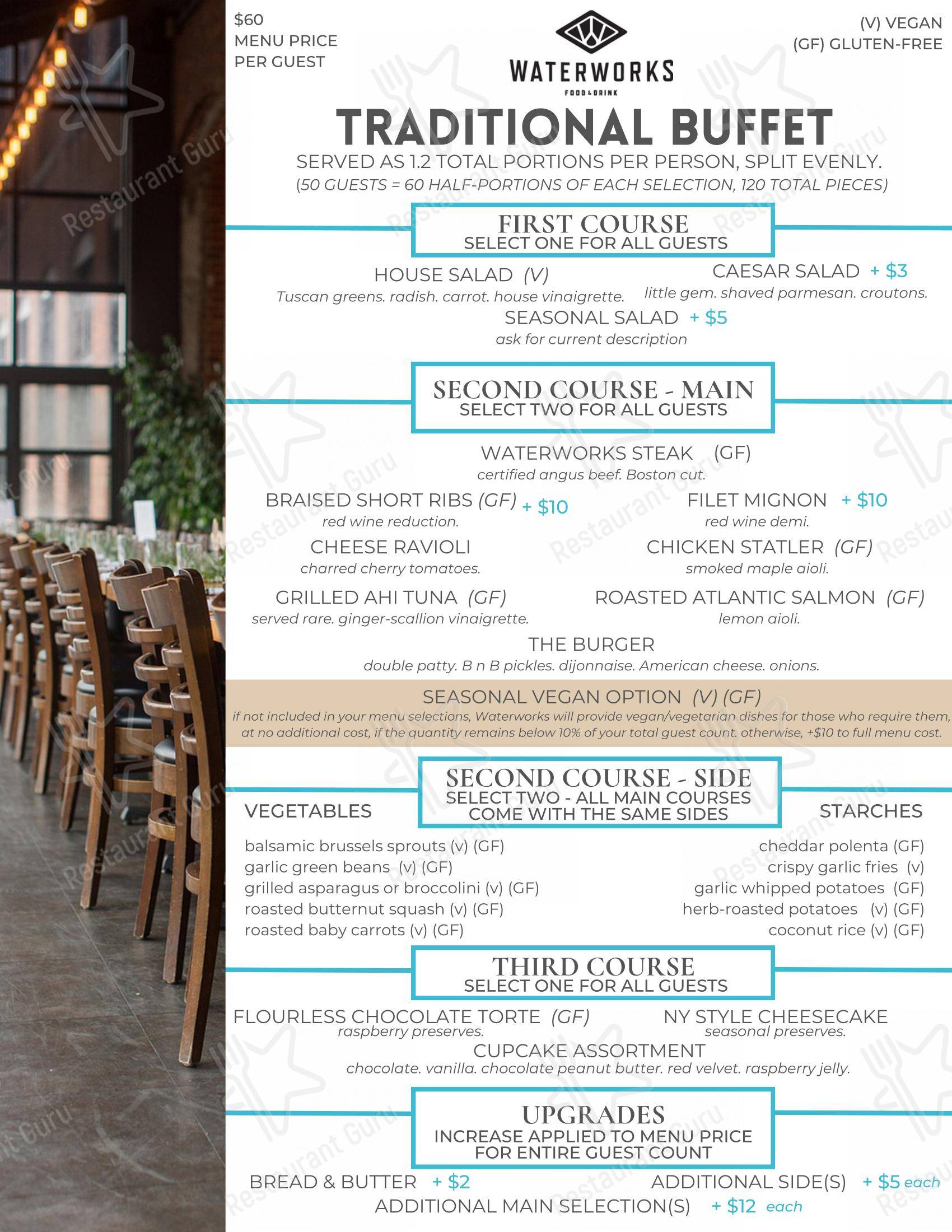 Menu at Waterworks Food + Drink pub & bar, Winooski
