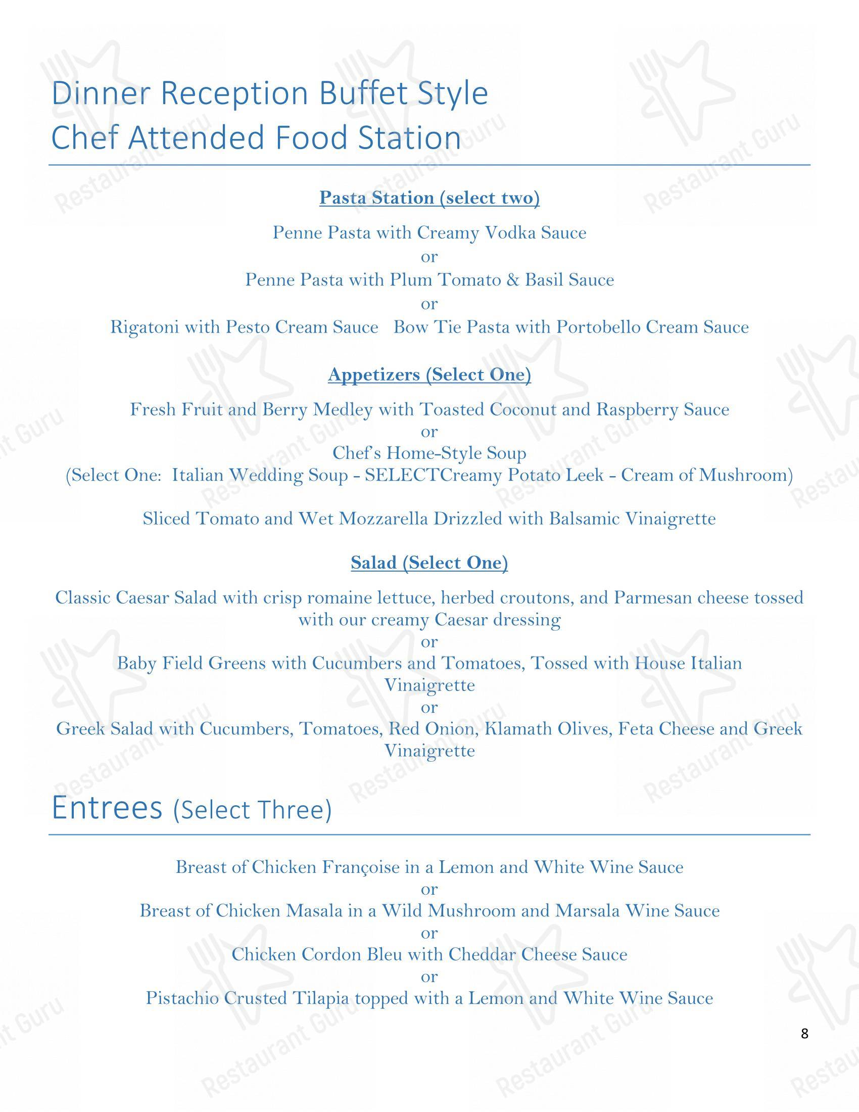 Menu at Waves Restaurant & Bar at the Lakeside Inn, Wakefield