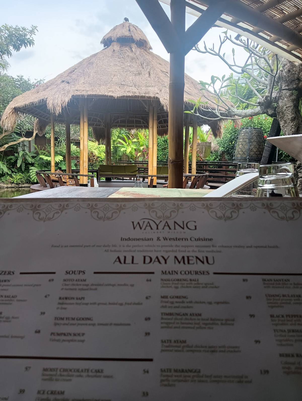 Menu at Wayang Restaurant Ubud, Ubud